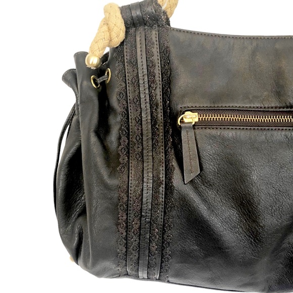 Hilary Radley | Bags | Hilary Radley Black Leather Lace Trim Rope ...
